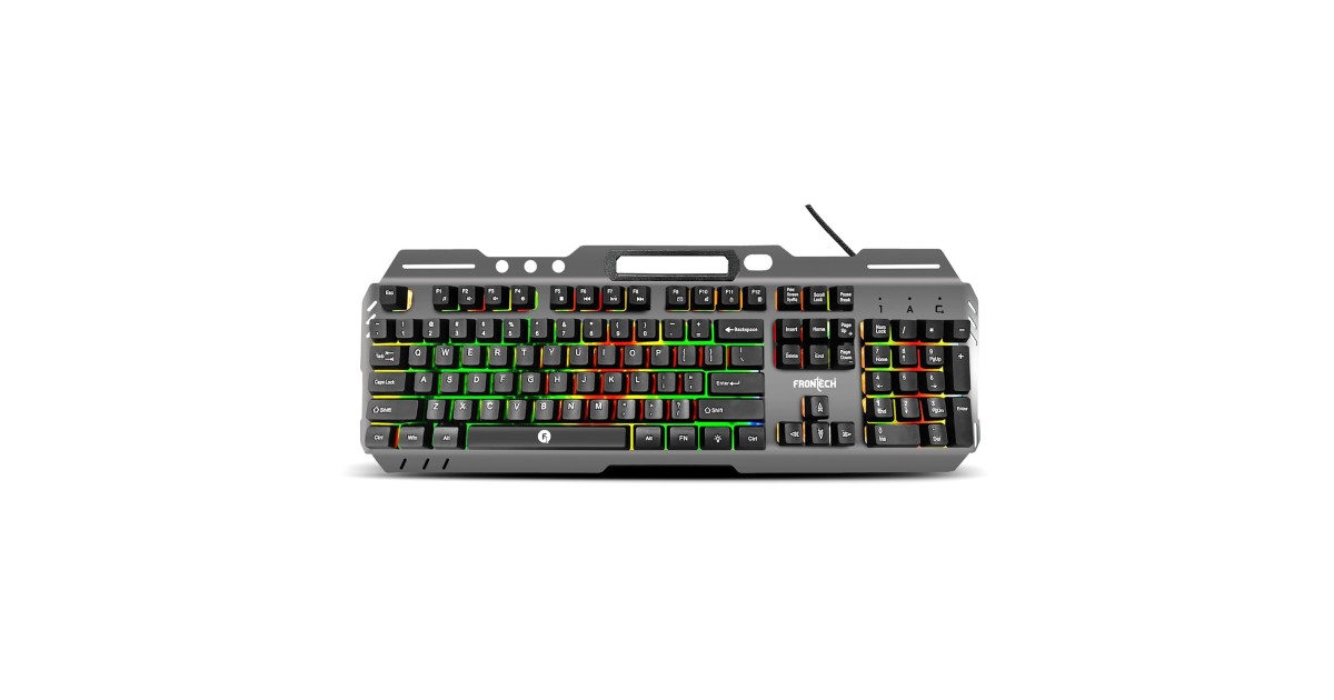 FRONTECH Wired Gaming Keyboard with 104 Keys | Rainbow Backlight Effect ...