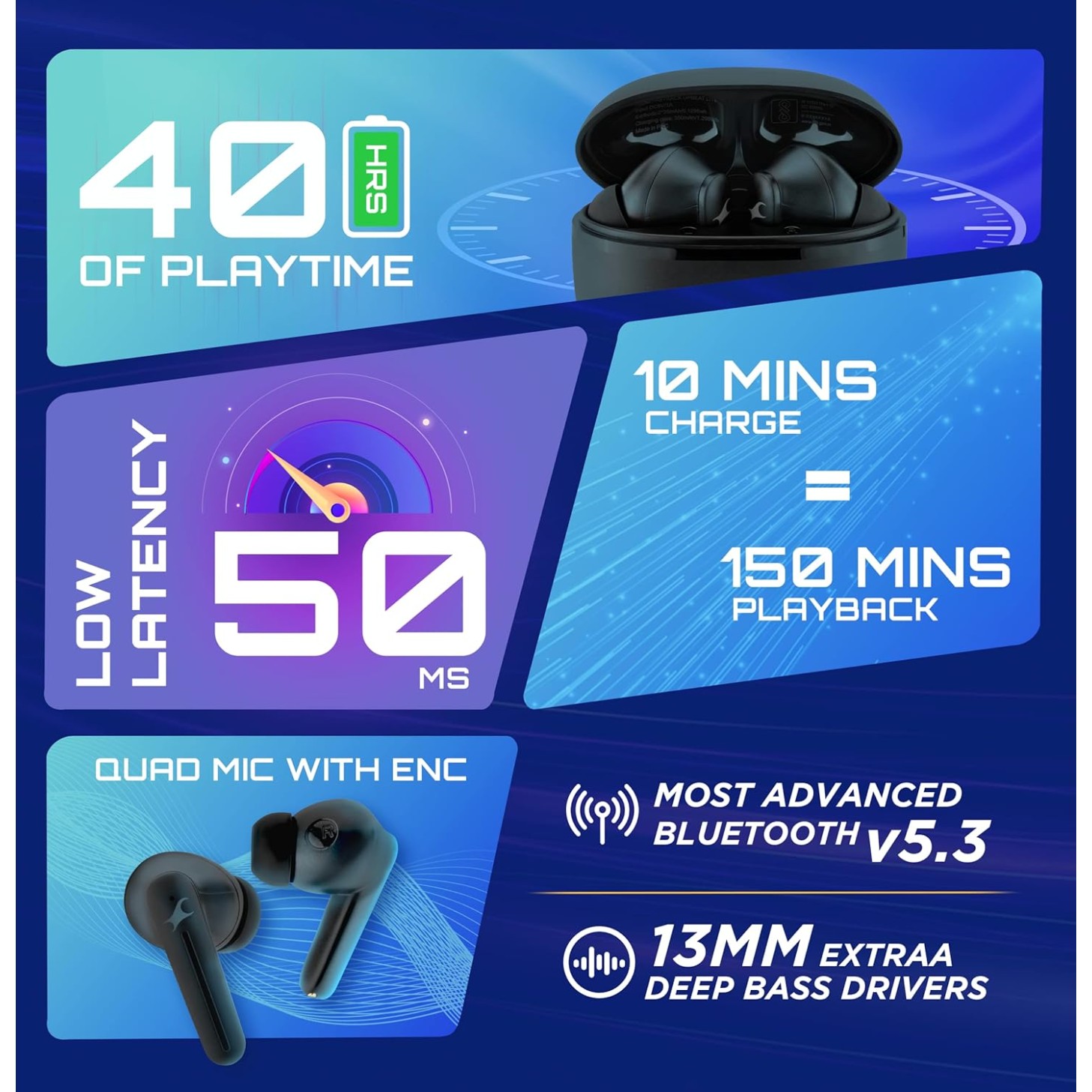 Fastrack Fpods(New Launch) FX100 Bluetooth TWS In-Ear Earbuds with 40 ...
