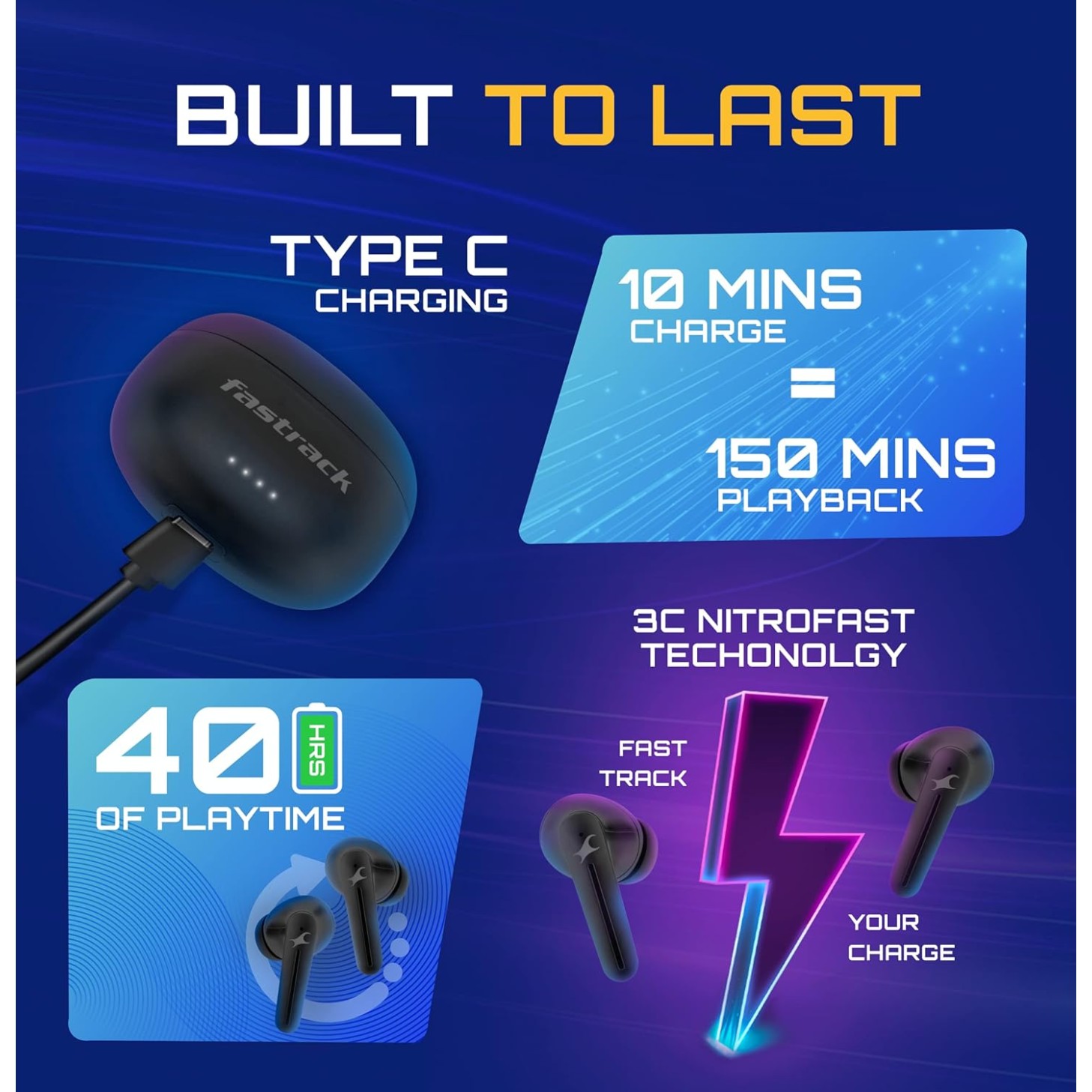 Fastrack Fpods(New Launch) FX100 Bluetooth TWS In-Ear Earbuds with 40 ...