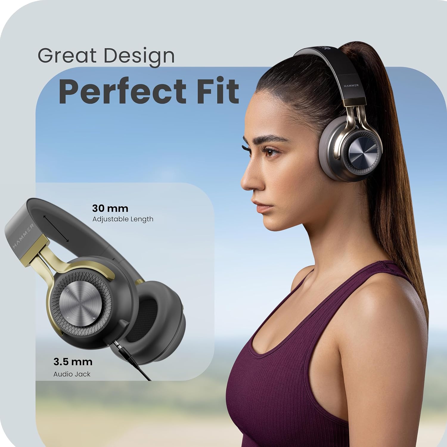 HAMMER Bash 2.0 Over The Ear Wireless Bluetooth Headphones with Mic ...