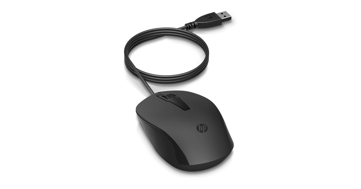 HP 150 Wired Mouse- Elegant Ergonomic Design, 1600 DPI Optical Tracking ...