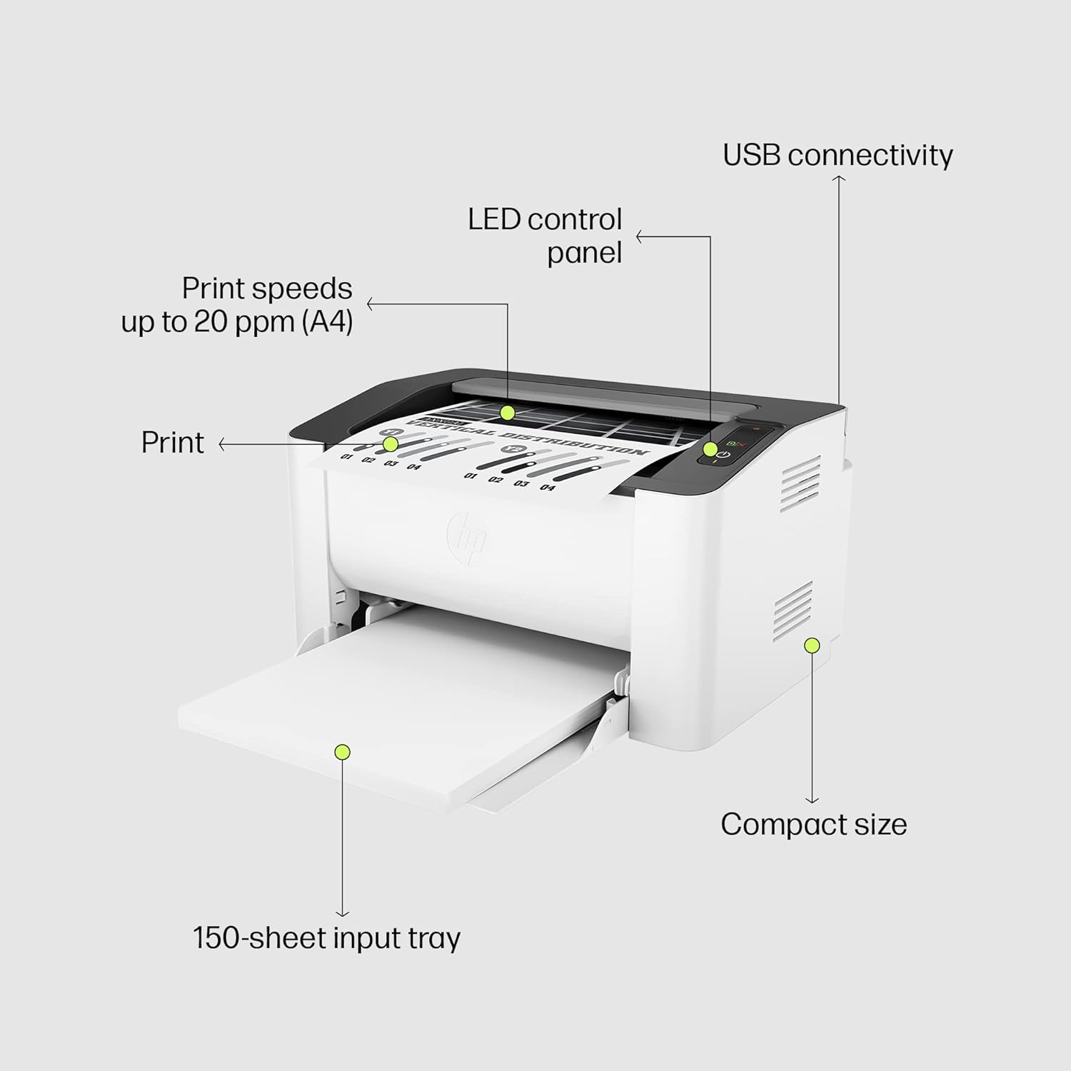 HP Laser 1008a Printer, Single Function, Print, Hi-Speed USB 2.0, Up to ...