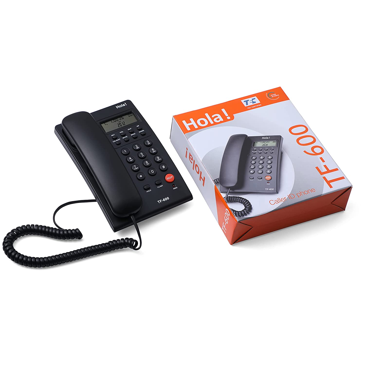 Hola! TF 600 Corded Landline Phone Set with Caller ID (CLI) Function ...