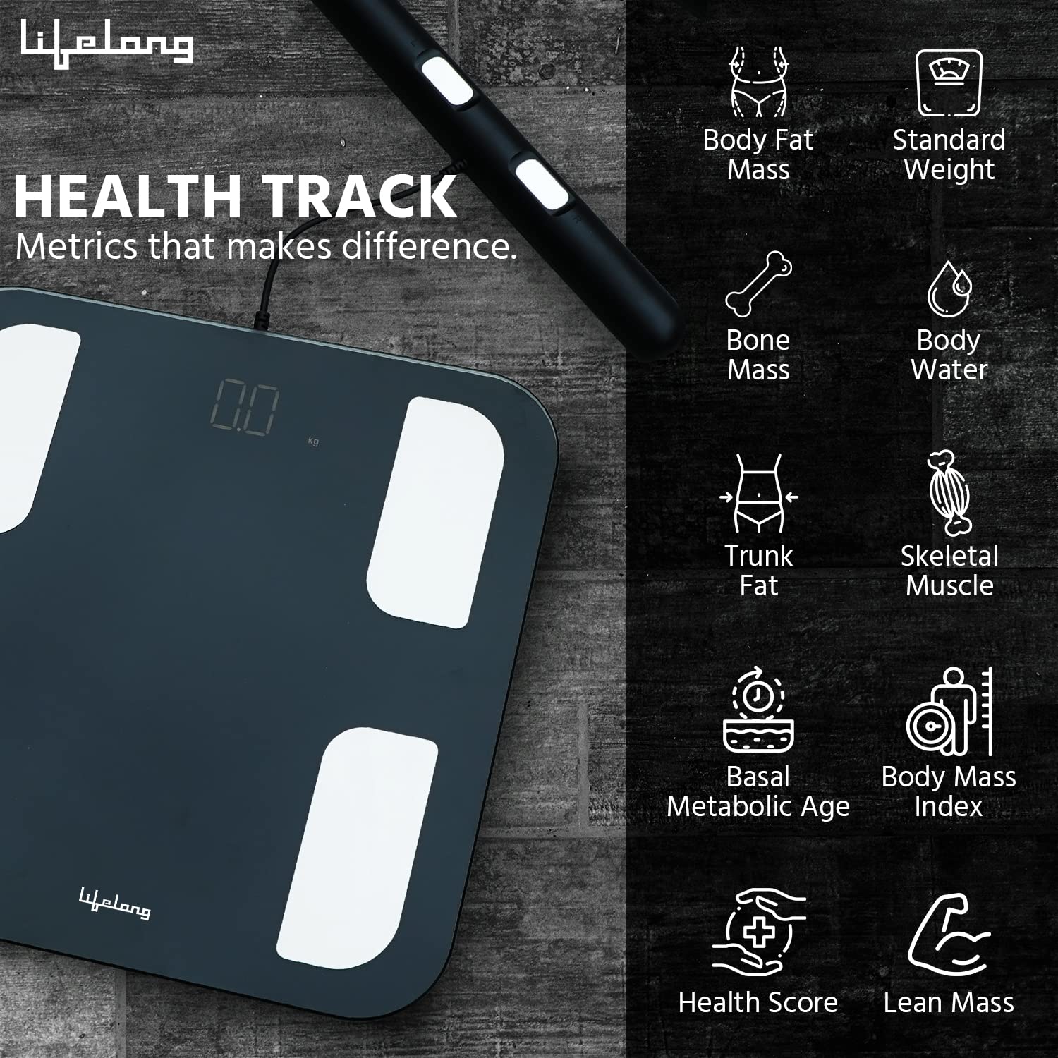Lifelong 8 electrode Smart Body Fat Scale (With handle, on weight ...
