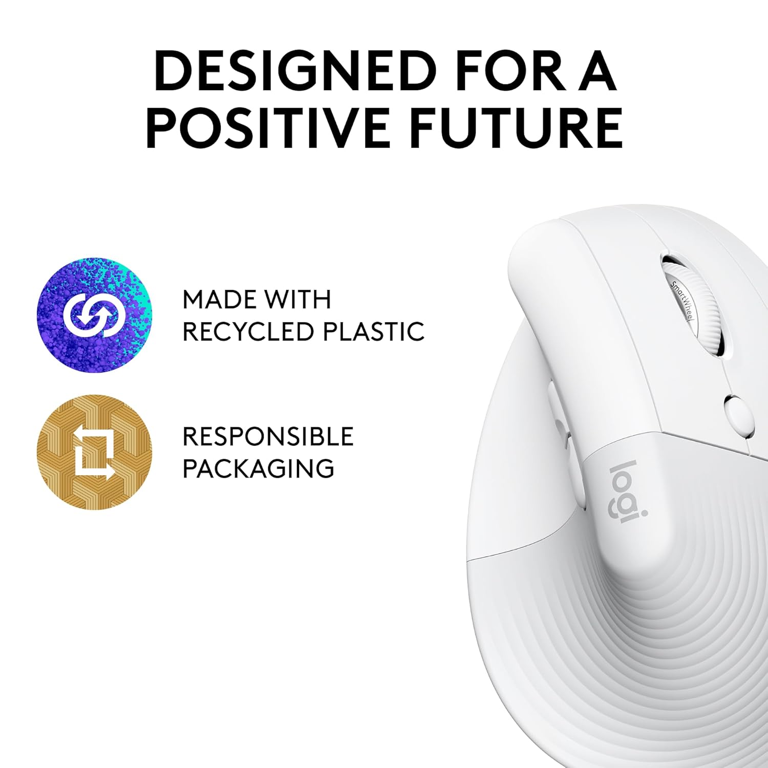 Logitech Lift Vertical Ergonomic Mouse, Wireless, Bluetooth or Logi ...