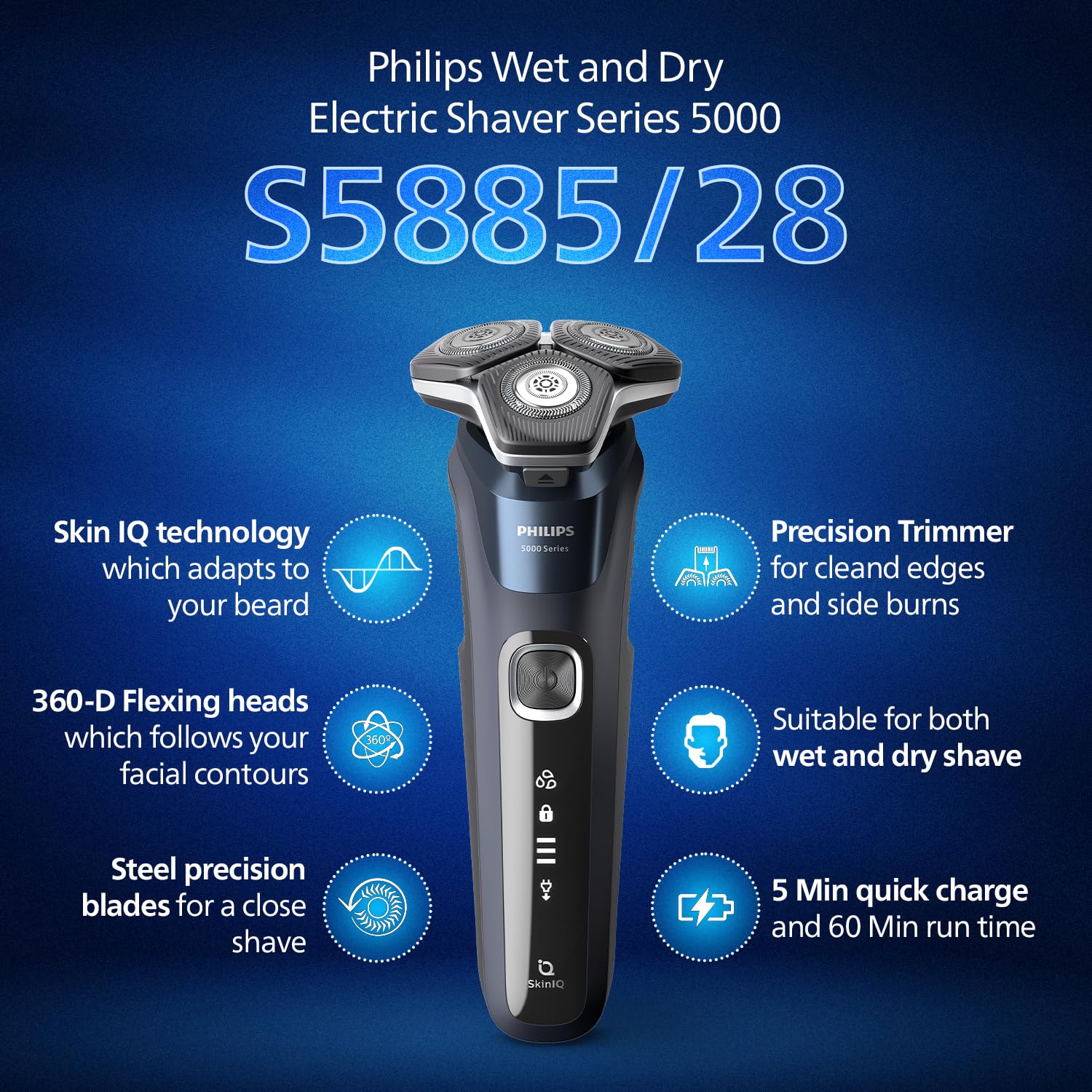 PHILIPS Electric Shaver For Men | Wet & Dry | Powerful Close Shave ...