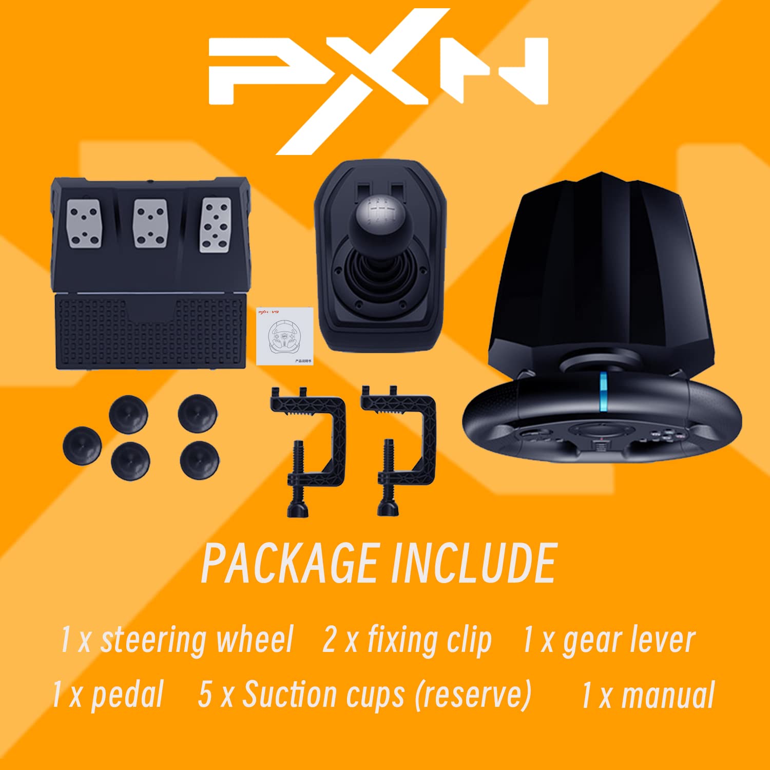 PXN V9 Driving Racing Steering Wheel with Pedals, Gear Shifter, 270/900 ...