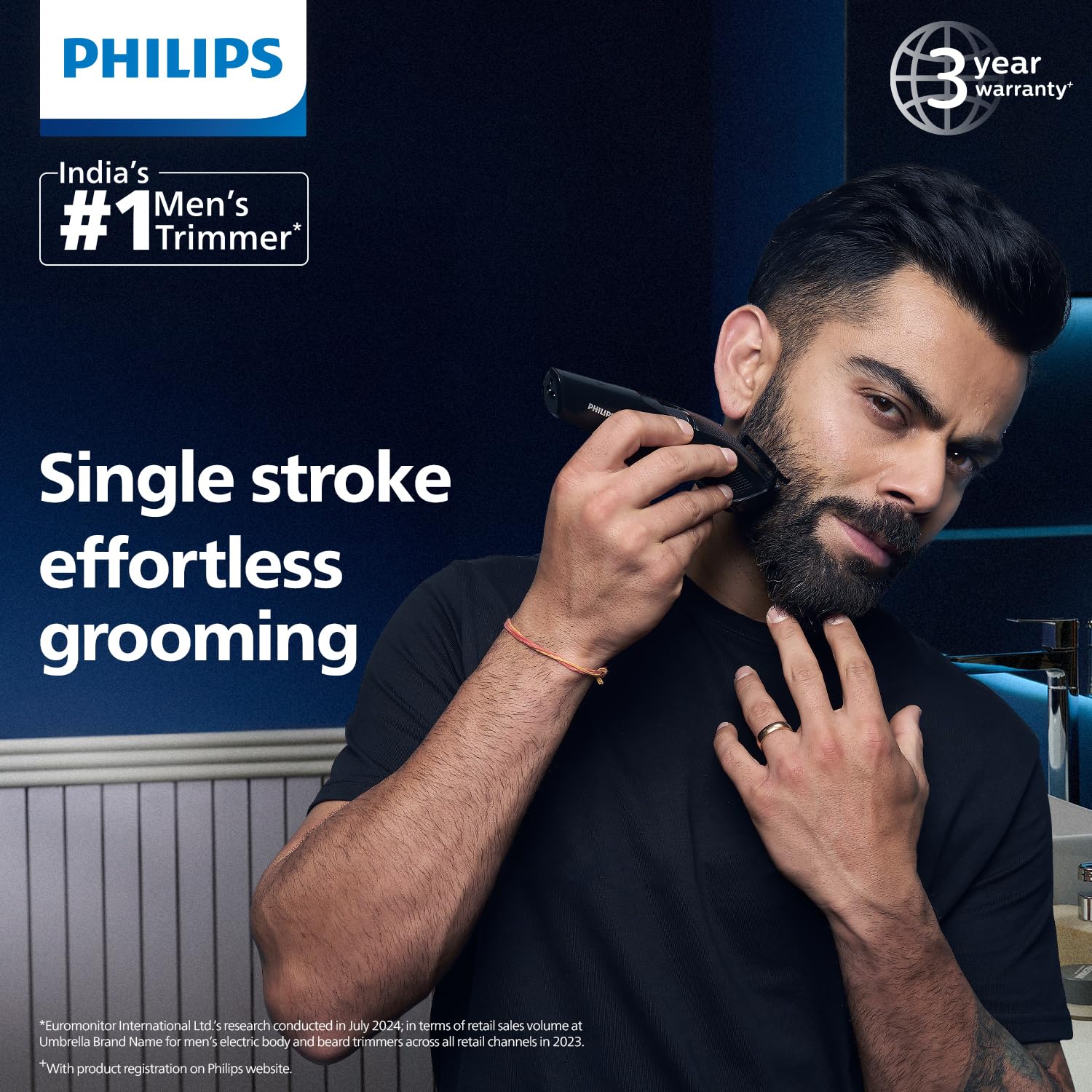 Philips India's No.1 Men's Trimmer | Self Sharpening Blades | Single ...