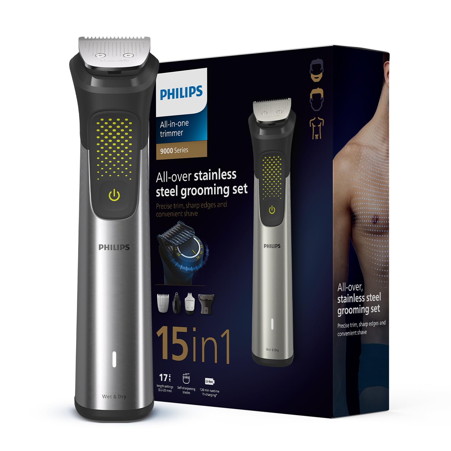 PhilipsIndia's No.1 Men's Trimmer| Pro BeardSense Technology| 15-in-1 ...