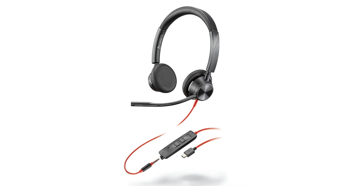 Poly by Plantronics - Blackwire 3325 Wired Stereo Headset with Boom Mic