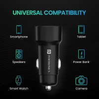 Portronics 80W Dual Output Fast Car Charger with Type-C PD & USB, LED ...
