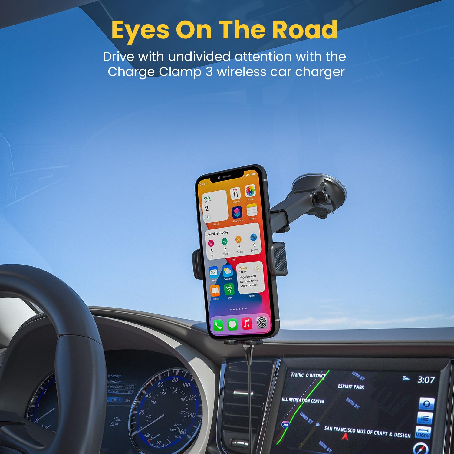 Portronics Charge Clamp 3 Wireless Car Charger with 15 Watts Fast ...