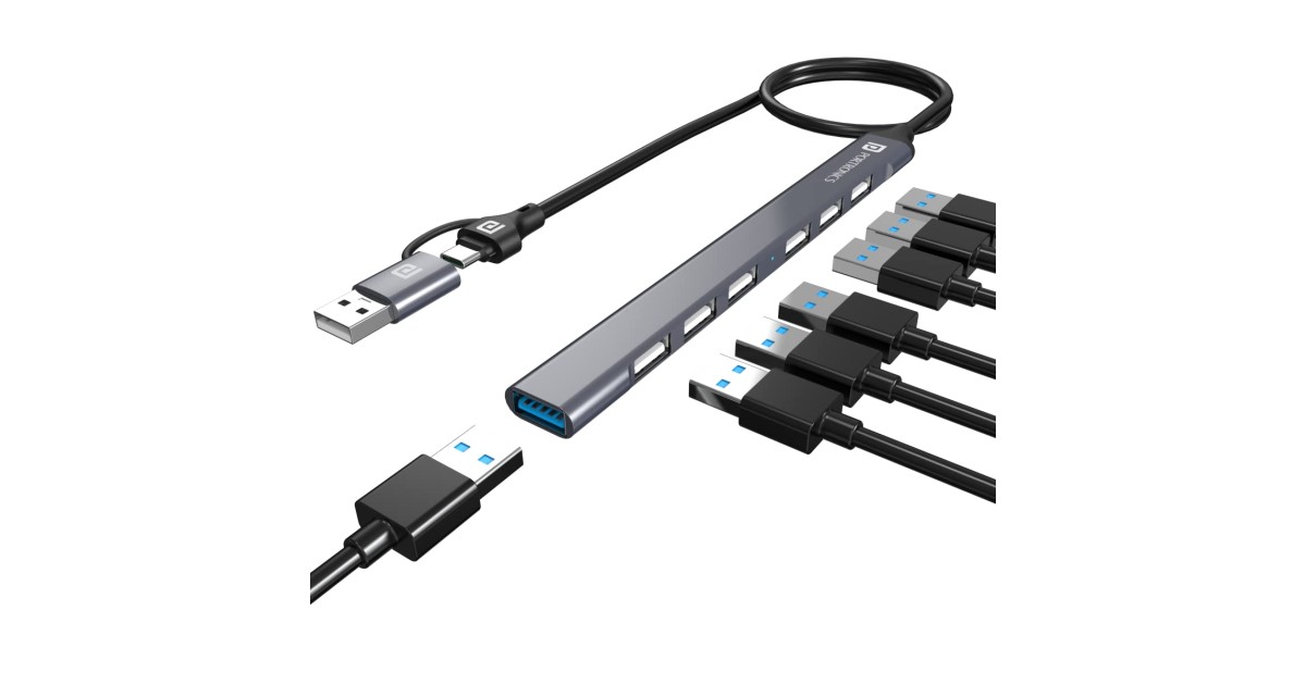 Portronics Mport 7 USB Hub Dock(7-in-1), Multiport Adapter with Dual ...