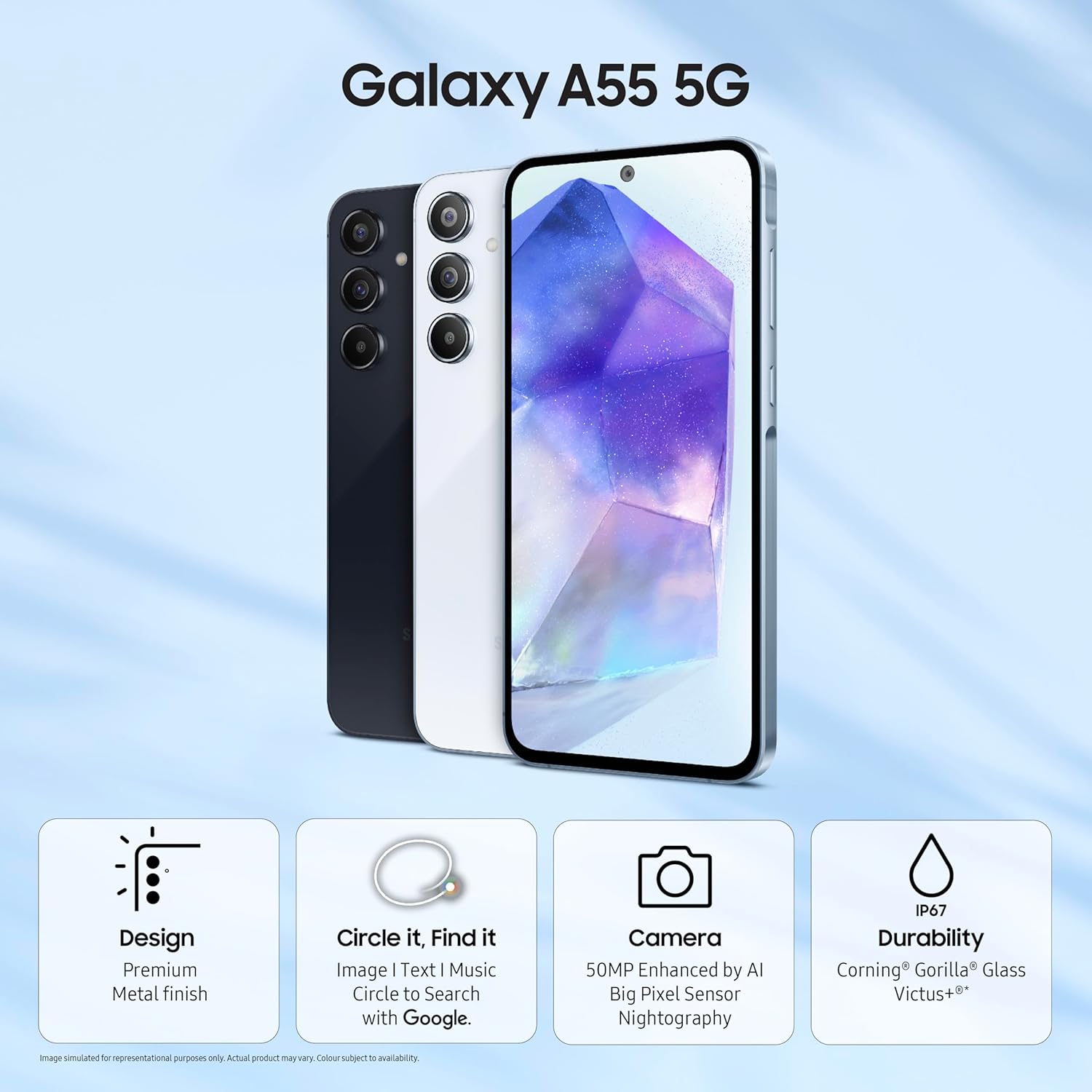 Samsung Galaxy A55 5G (Awesome Navy, 8GB RAM, 128GB Storage)