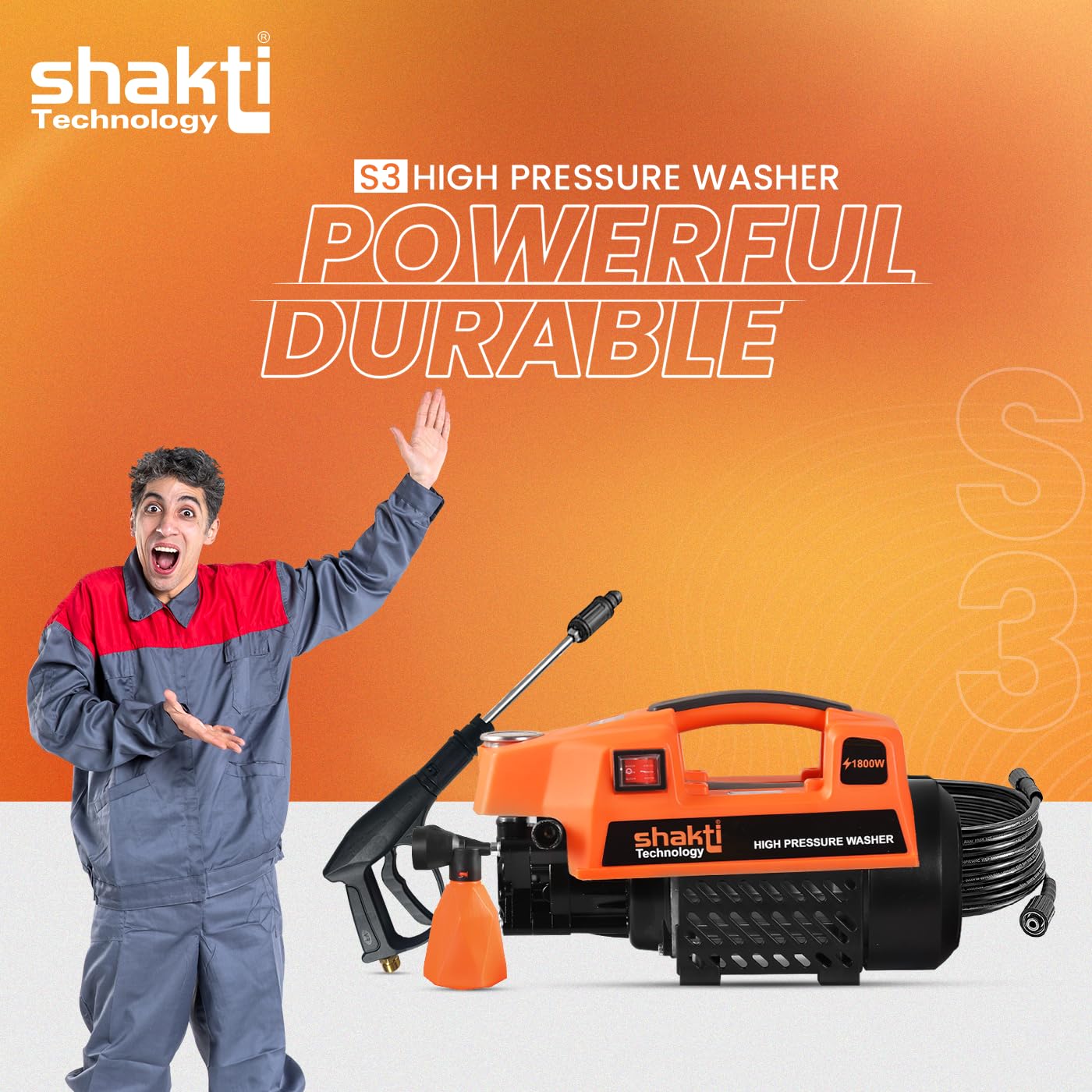 Shakti Technology S3 High Pressure Car Washer Machine 1800 Watts and ...