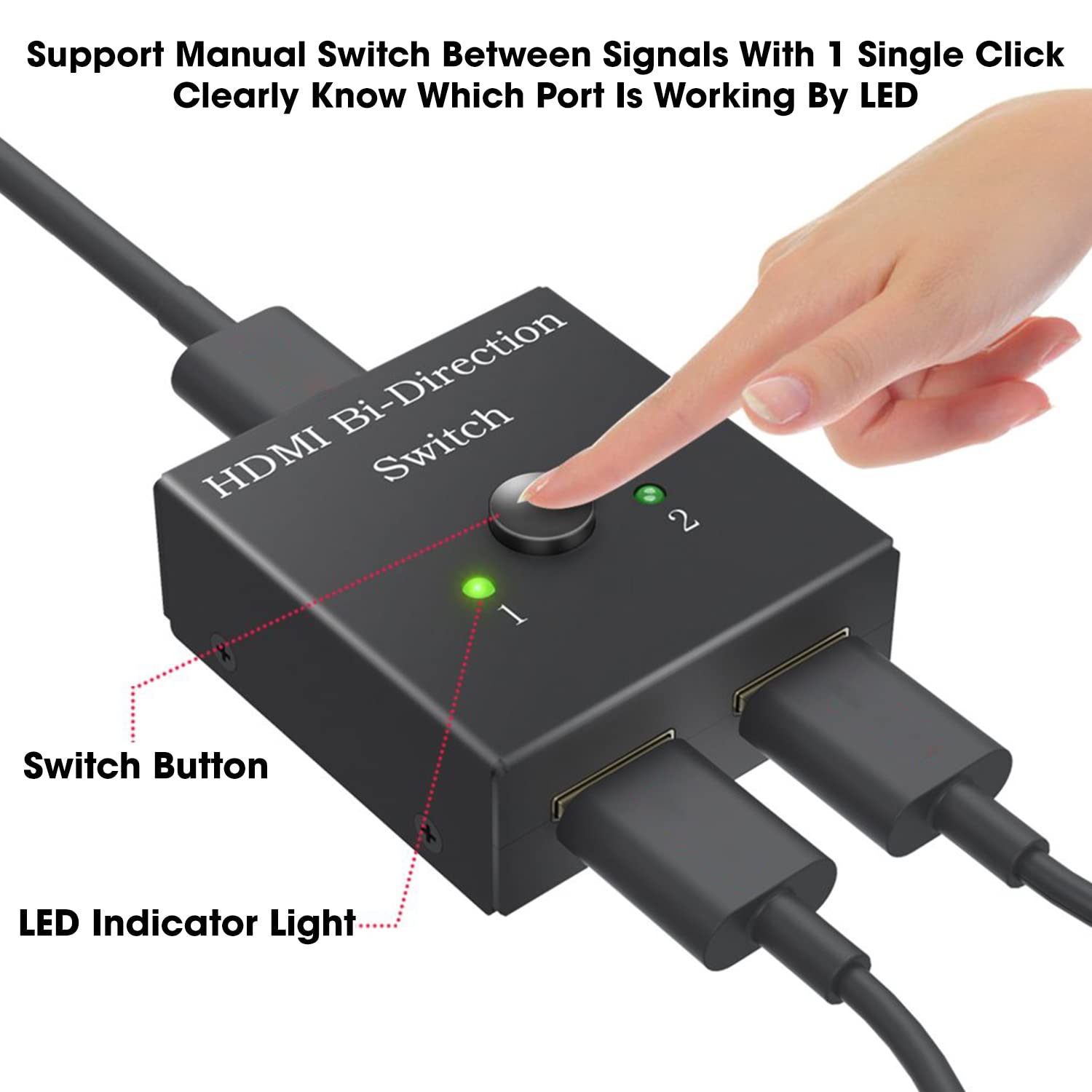 Sounce HDMI Switch 2 in 1 Out 4K 60hz HDMI Switcher 2 Port, Bi ...