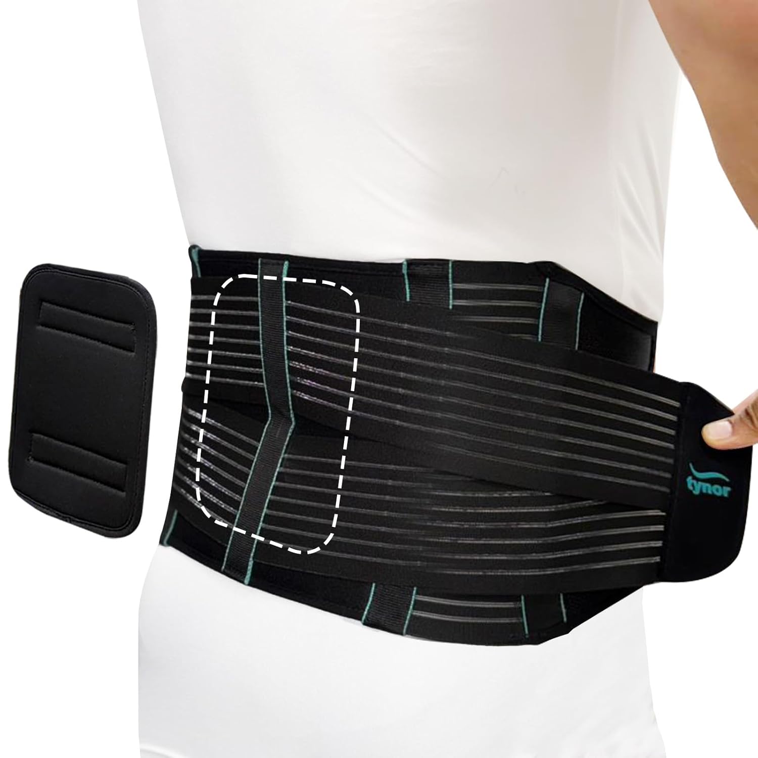 TYNOR Back Support Belt, Black, Medium, 1 Unit