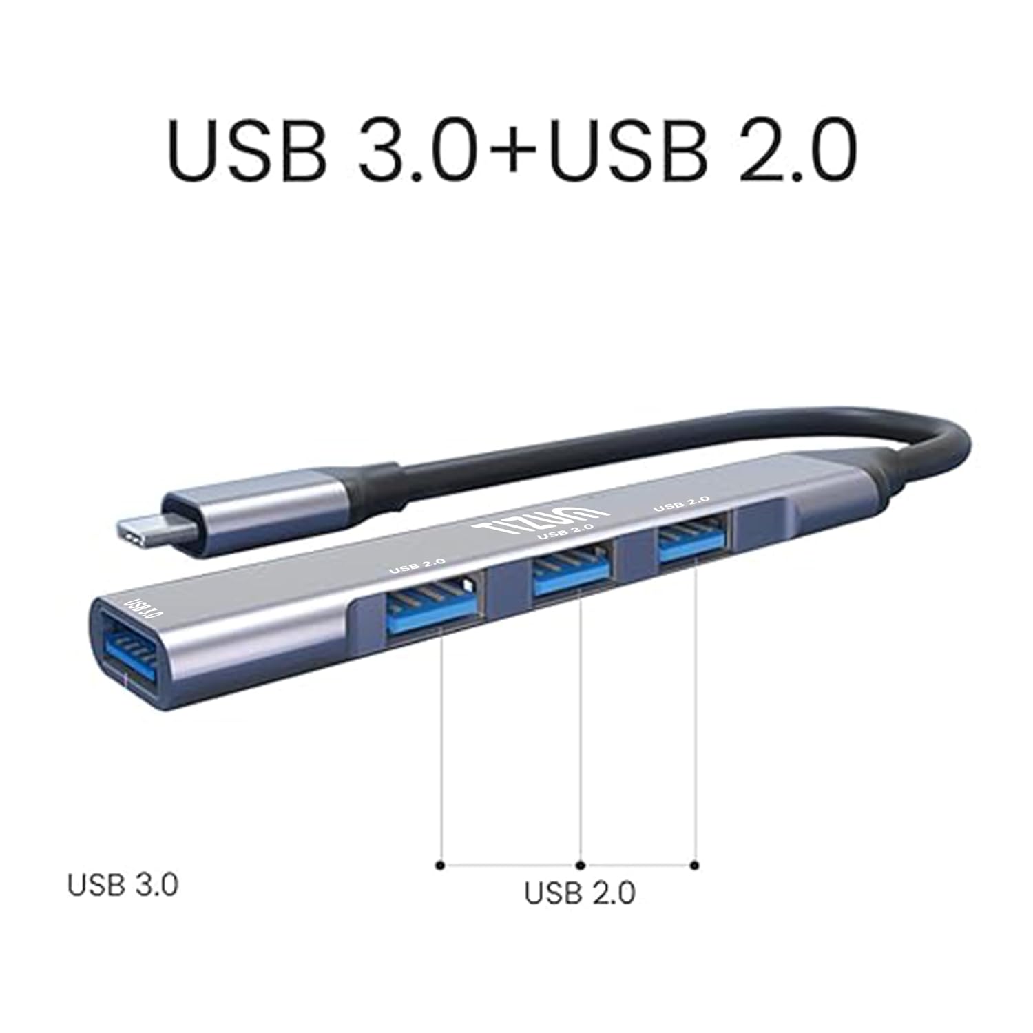 Tizum USB C Hub (4-in-1), Type C Multiport Adapter/Connector with 1 x ...