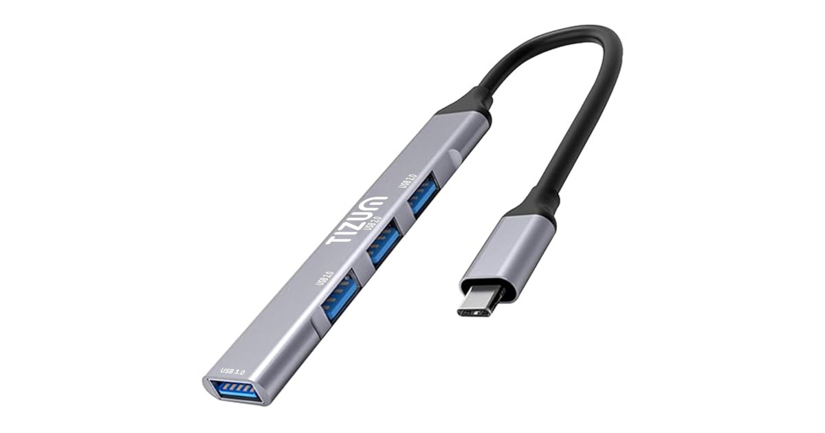 Tizum USB C Hub (4-in-1), Type C Multiport Adapter/Connector with 1 x ...