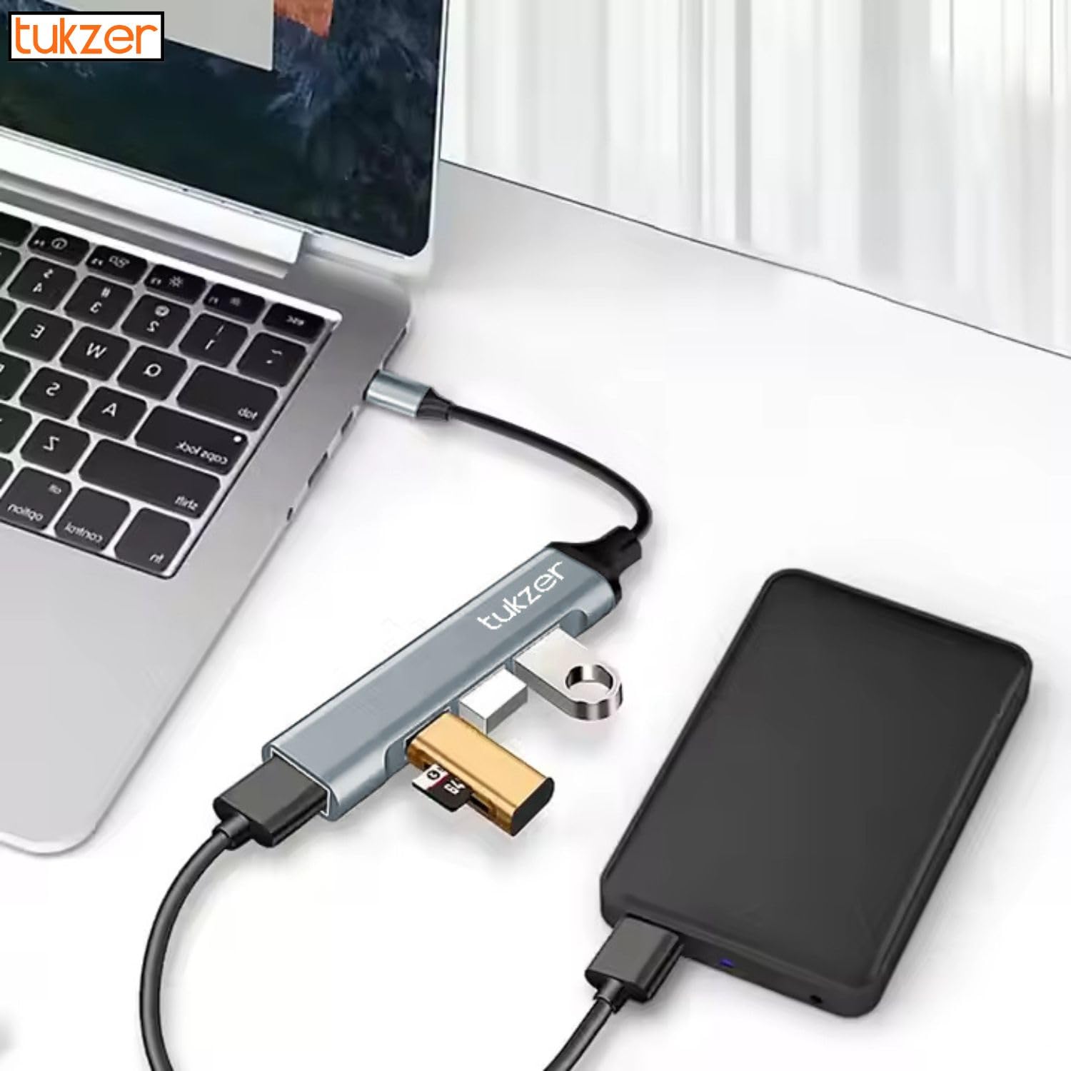 Tukzer Multiport Adapter 4-in-1 USB Type C Hub Splitter Extender, 1xUSB ...