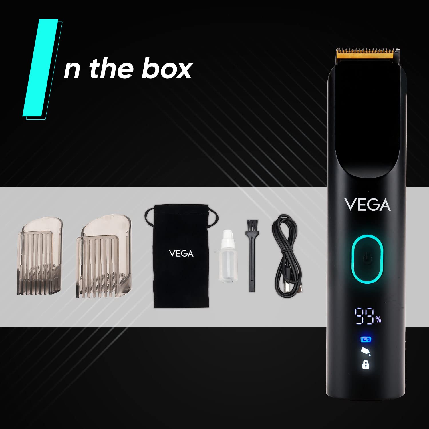 Vega SmartOne S1 Beard Trimmer for Men with Titanium Blade, Digital ...