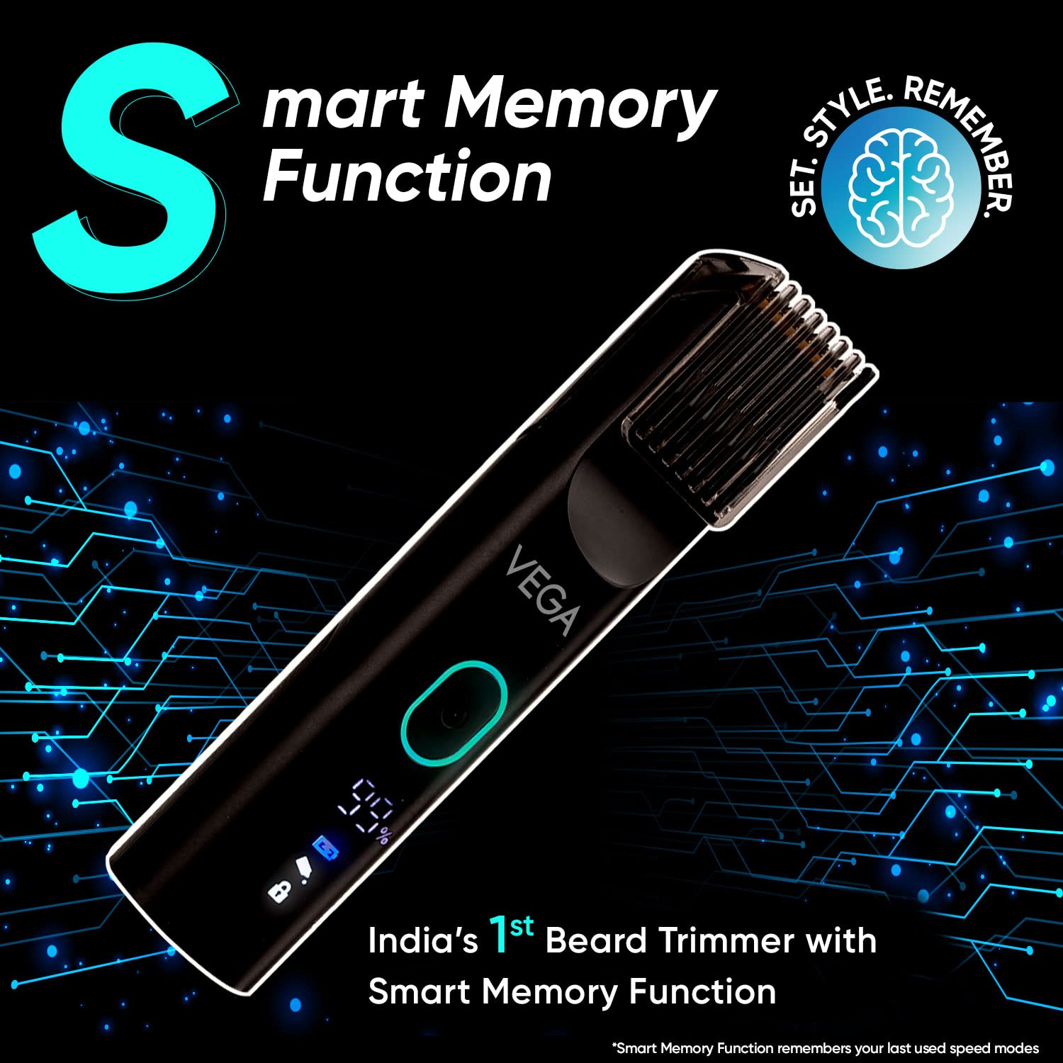 Vega SmartOne S1 Beard Trimmer for Men with Titanium Blade, Digital ...