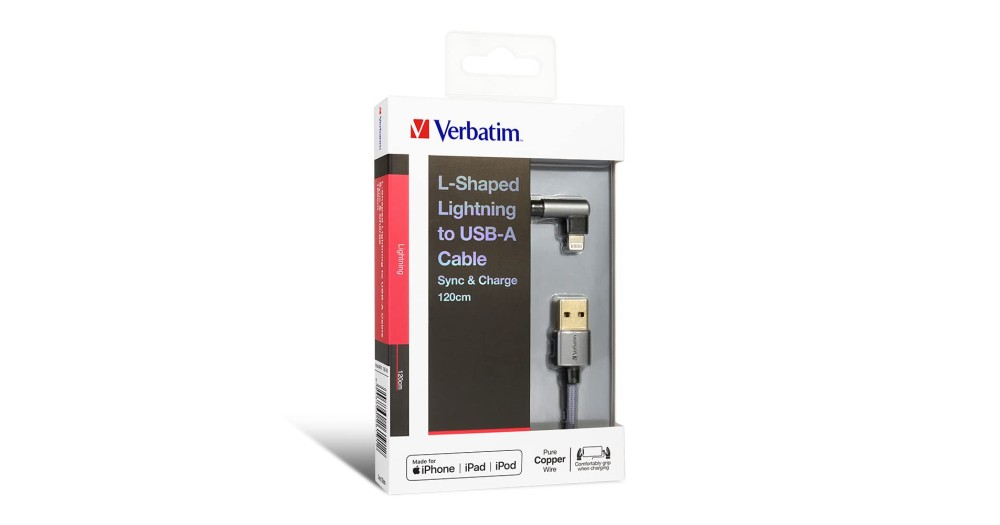 Verbatim Lightning Cable L-Shaped 120cm Grey; 42.2 Inch