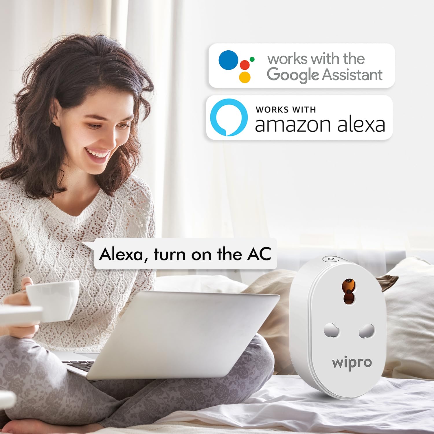 Wipro 16A Wi-Fi Smart Plug with Energy Monitoring- Suitable for Large ...