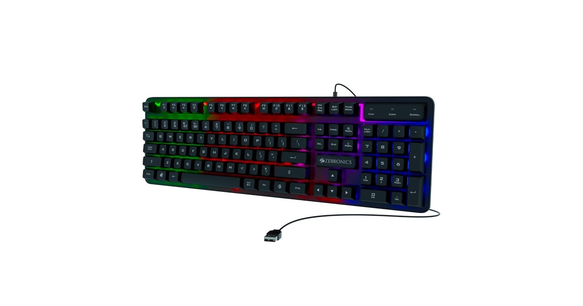 ZEBRONICS Transformer K1 Premium Gaming Keyboard with 104 Keys, 1.7m ...
