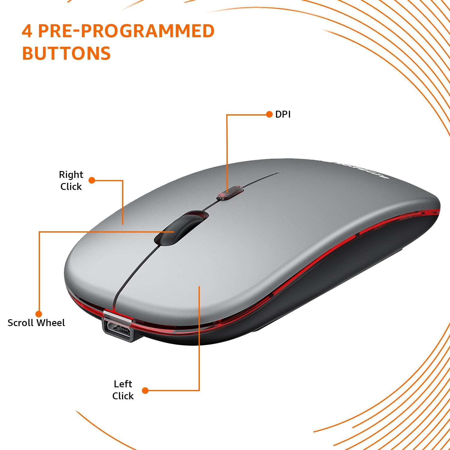 amazon basics 2.4GHz Wireless + Bluetooth 5.1 Mouse, Multi-Device Dual ...