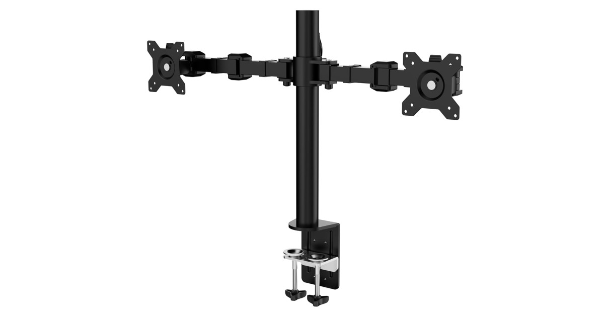 amazon basics Dual Monitor Stand - Height-Adjustable Arm Mount, Steel ...