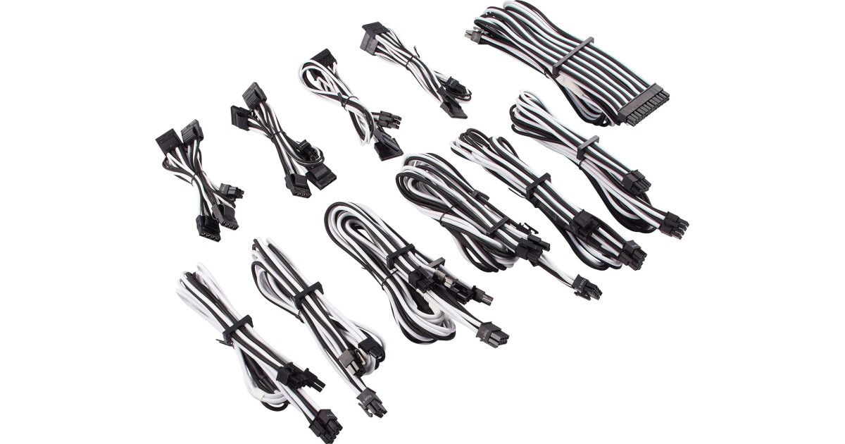 CORSAIR Premium Individually Sleeved PSU Cables Pro Kit – White/Black