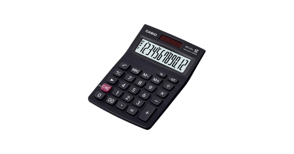 Casio MZ-12SA Desktop Basic Calculator with Square Root and GT Key, Black