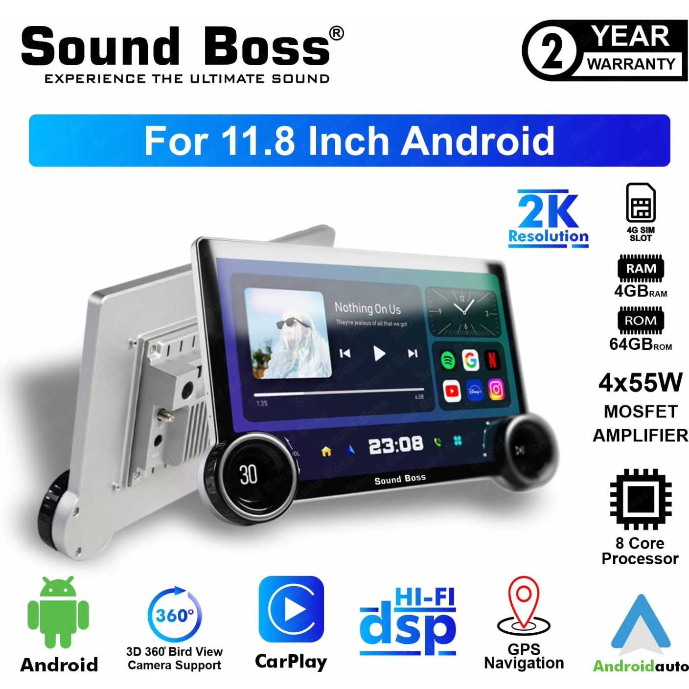 Sound Boss 2K Diamond Series Androidify 3rd Generation 11.8 Inch (4GB ...