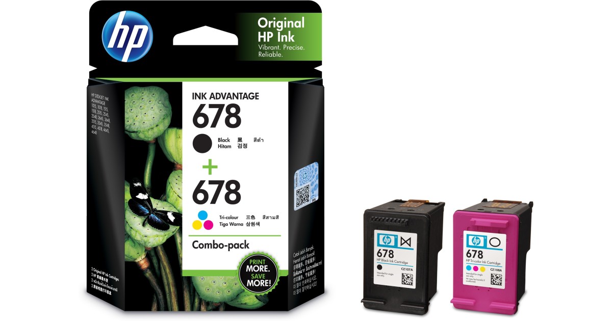 HP 678 Black + Tri Color Combo Pack Ink Cartridge