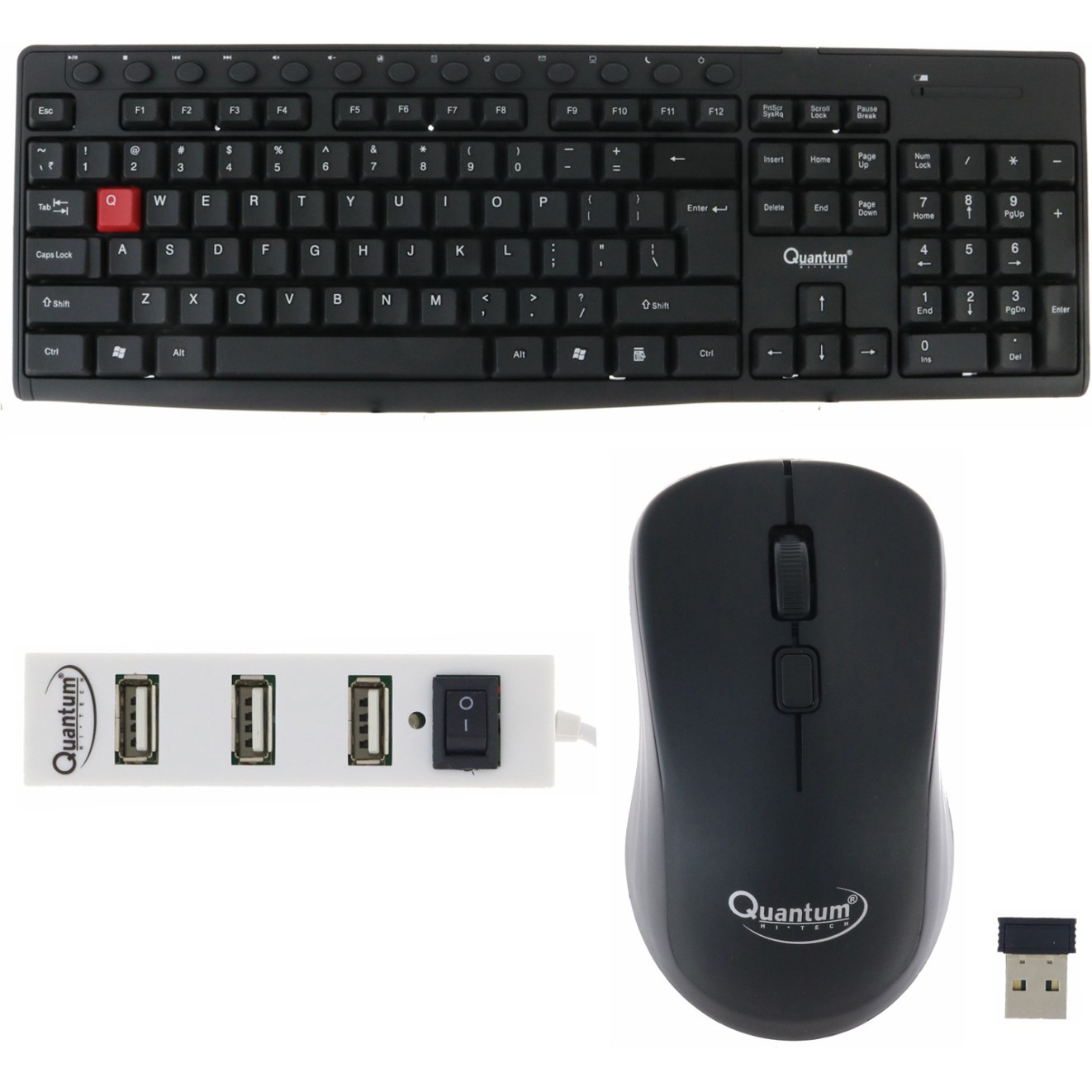 Quantum QHM9600 Wireless Multimedia Keyboard and Mouse Combo for Laptop ...