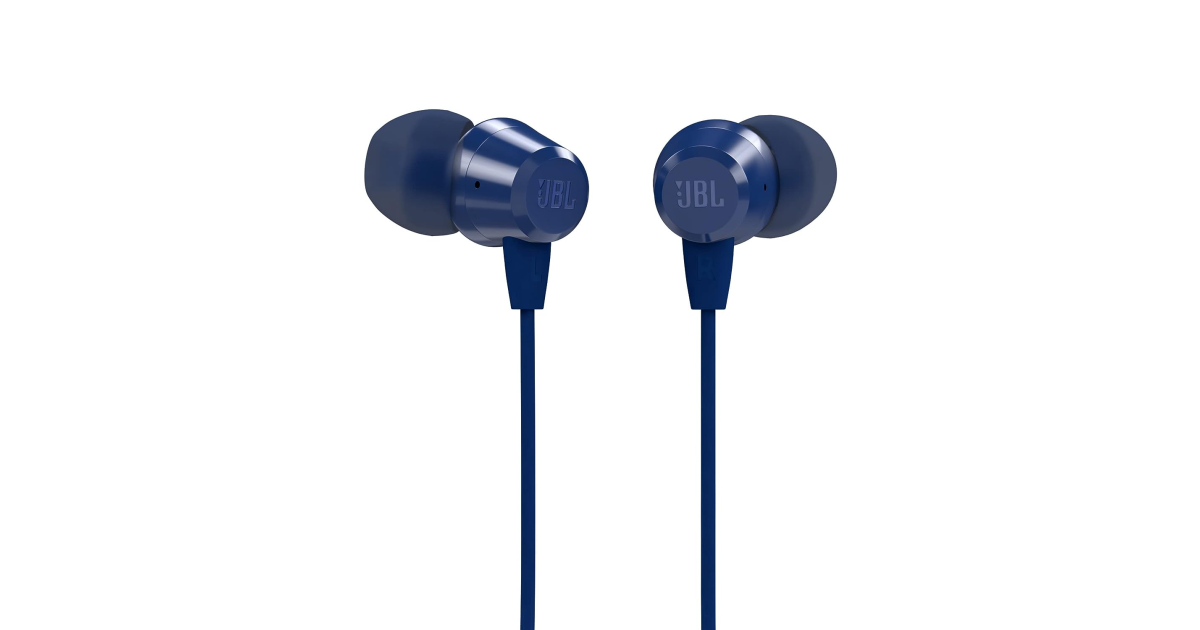 JBL C50HI, Wired in Ear Headphones with Mic, One Button Multi-Function ...